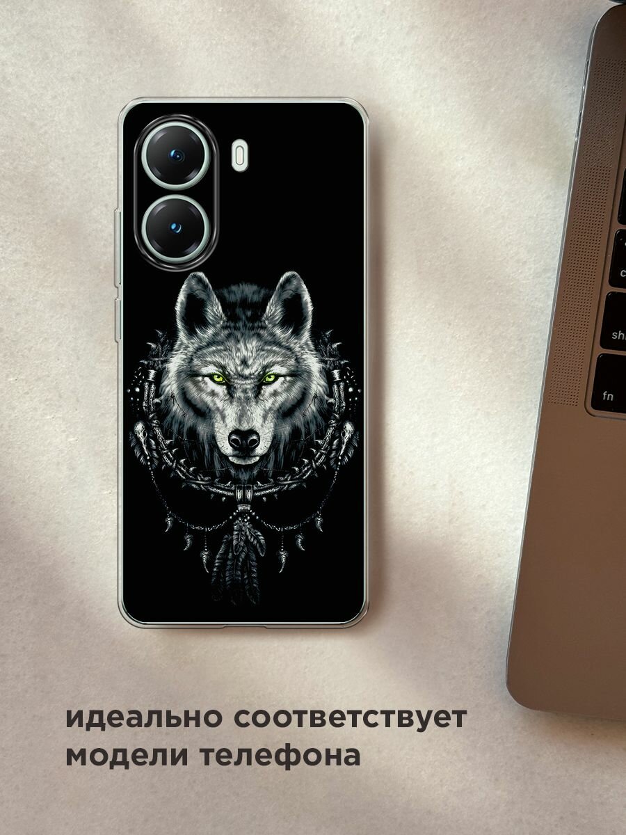 Силиконовый чехол на Poco X7 Pro / Поко X7 Про с принтом "Волк оберег" — фото 1