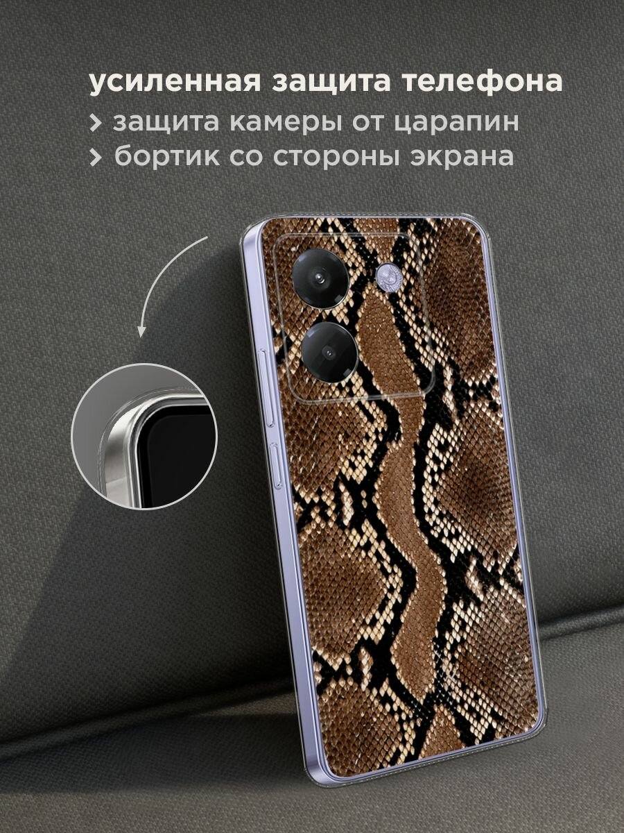 Силиконовый чехол на Poco M7 Pro / Поко М7 Про с принтом Кожа питона — фото 1