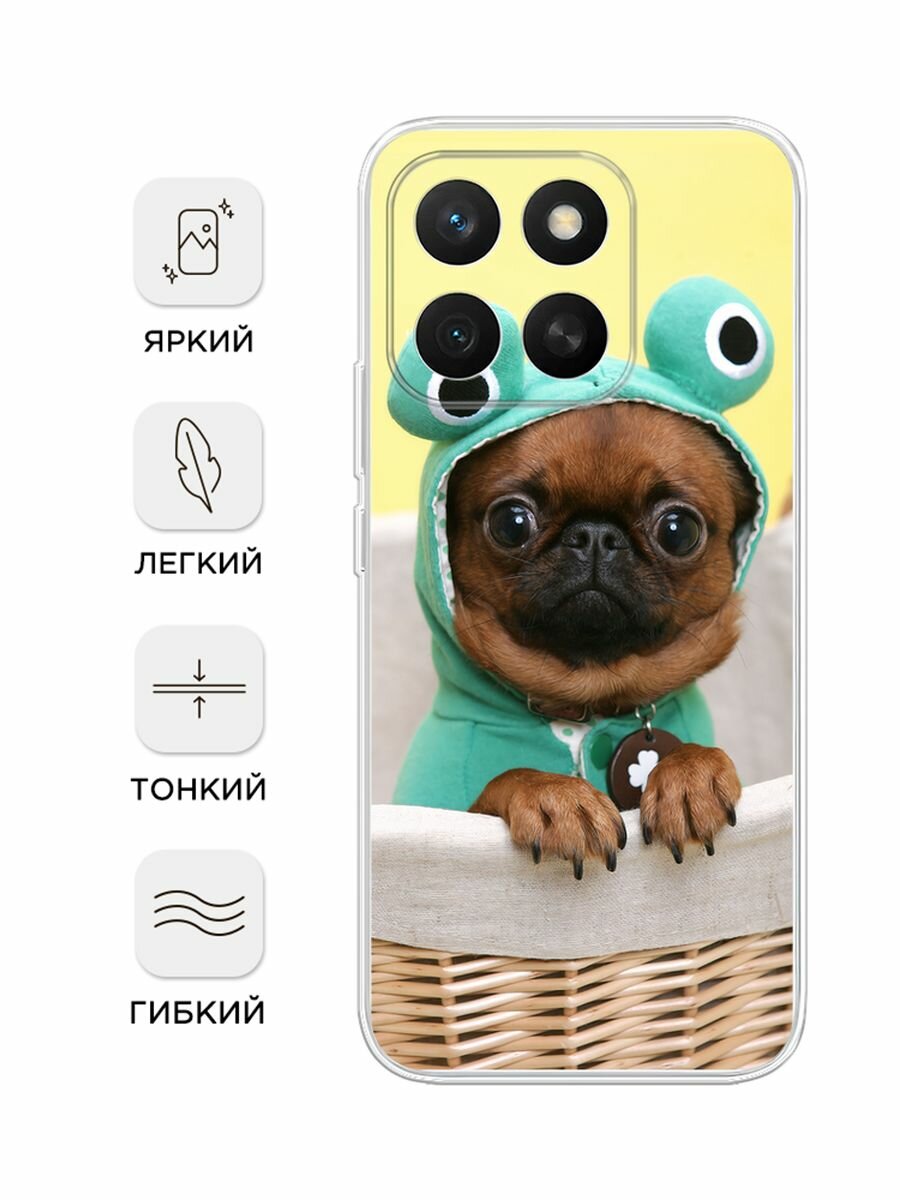 Чехол на Honor X8c / Хонор X8c с принтом "Собачка в шапке лягушки" — фото 1