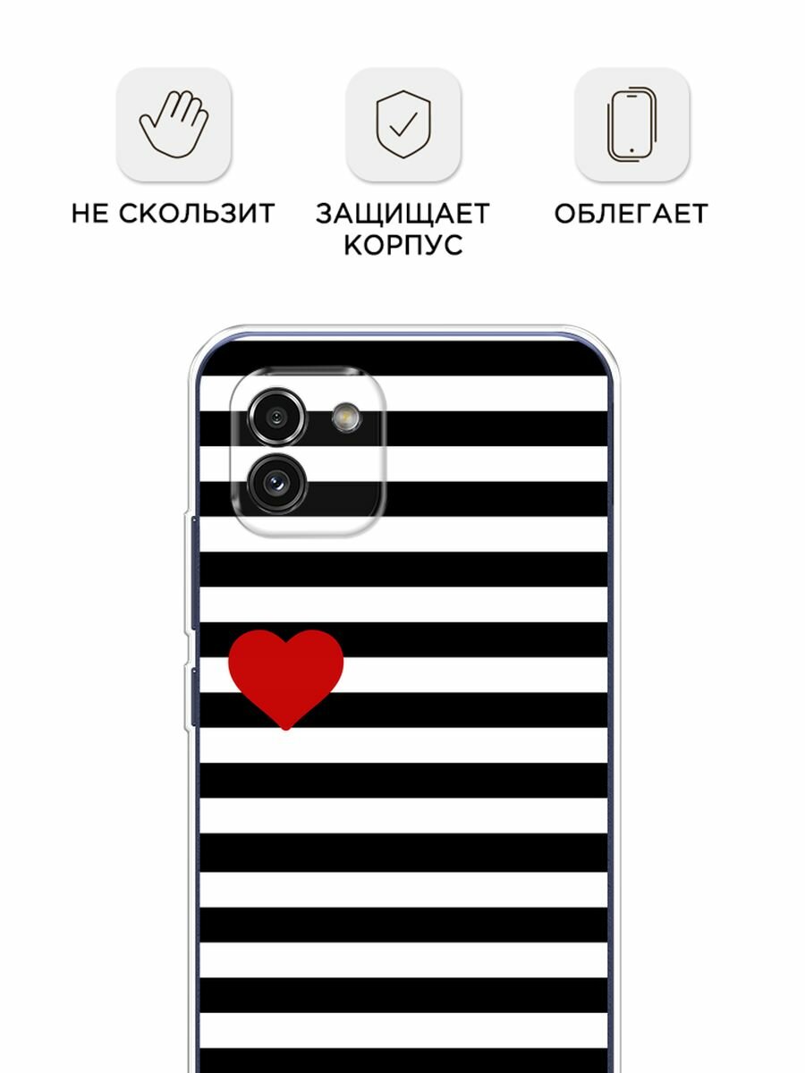 Чехол на Samsung Galaxy A03 / Самсунг Галакси А03 с принтом "Красное сердце" — фото 1
