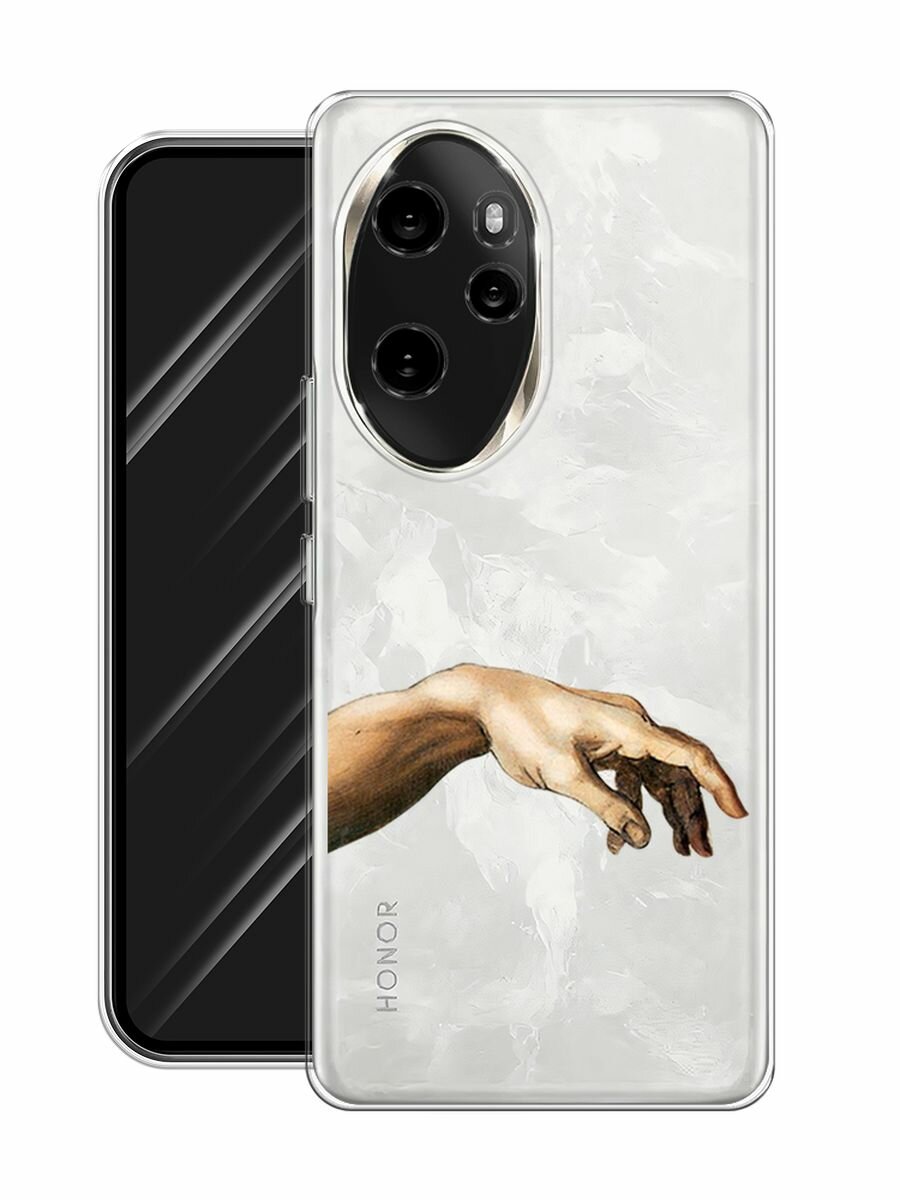 Чехол на Honor 100 Pro / Хонор 100 Про с принтом Creazione di Adamo 1, прозрачный — фото 1