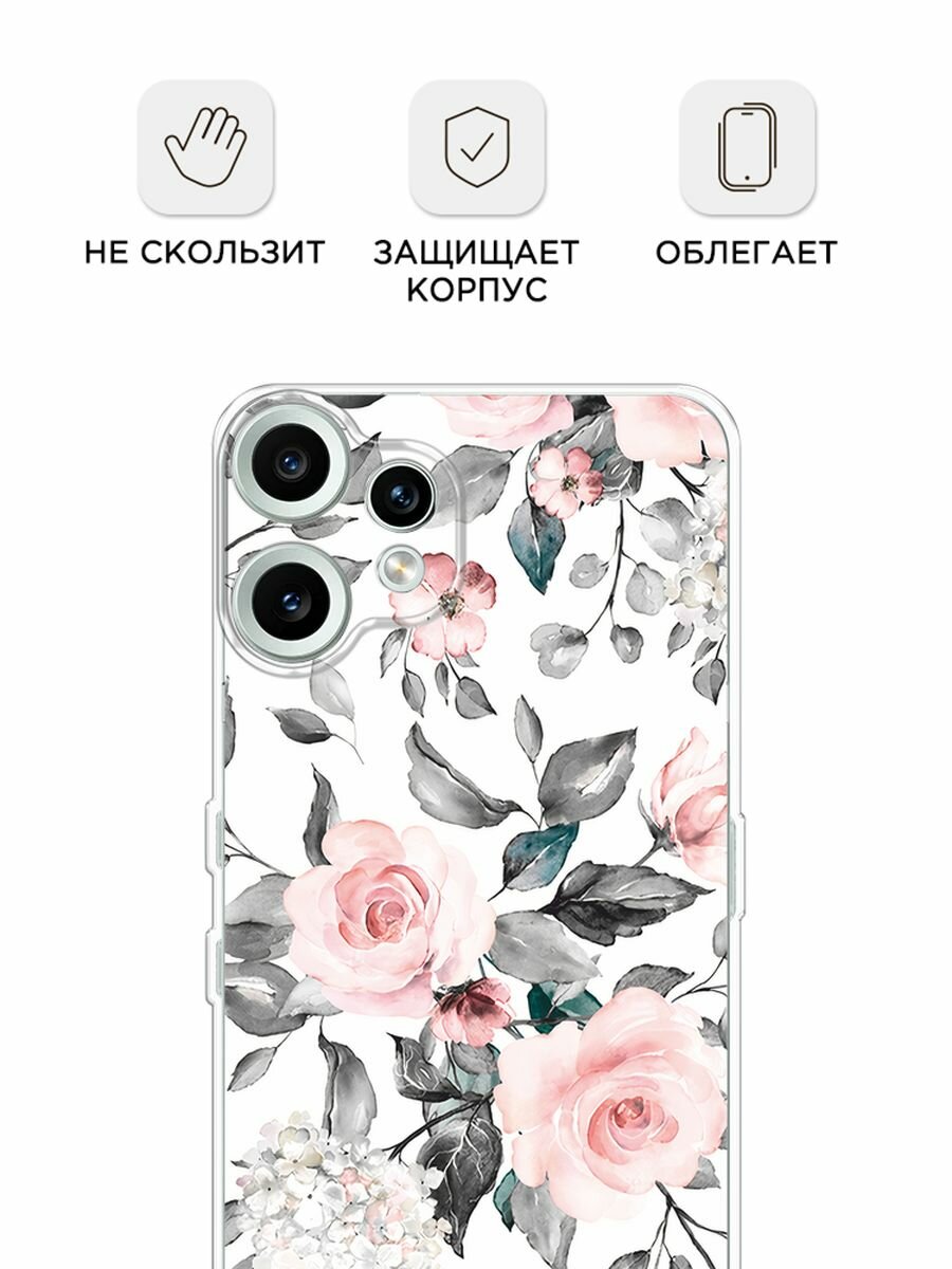Чехол на CMF Phone 2 Pro / CMF Фон 2 Про с принтом "Розы на белом" — фото 1
