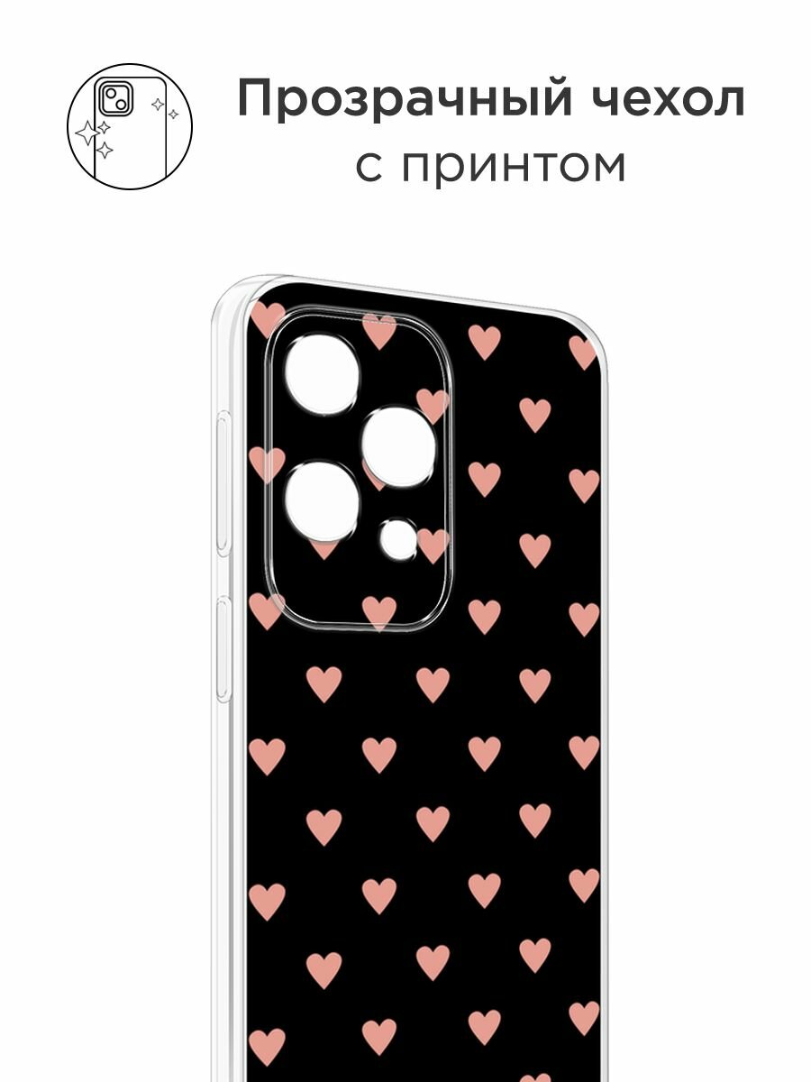 Силиконовый чехол на Honor X6c / Хонор X6c с принтом "Розовые сердечки" — фото 1