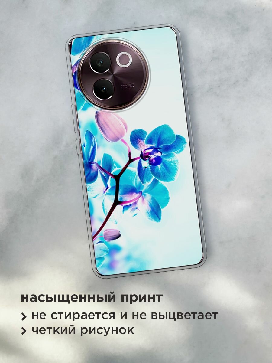 Силиконовый чехол на Vivo V30e / Виво В30е с принтом "Голубая орхидея" — фото 1
