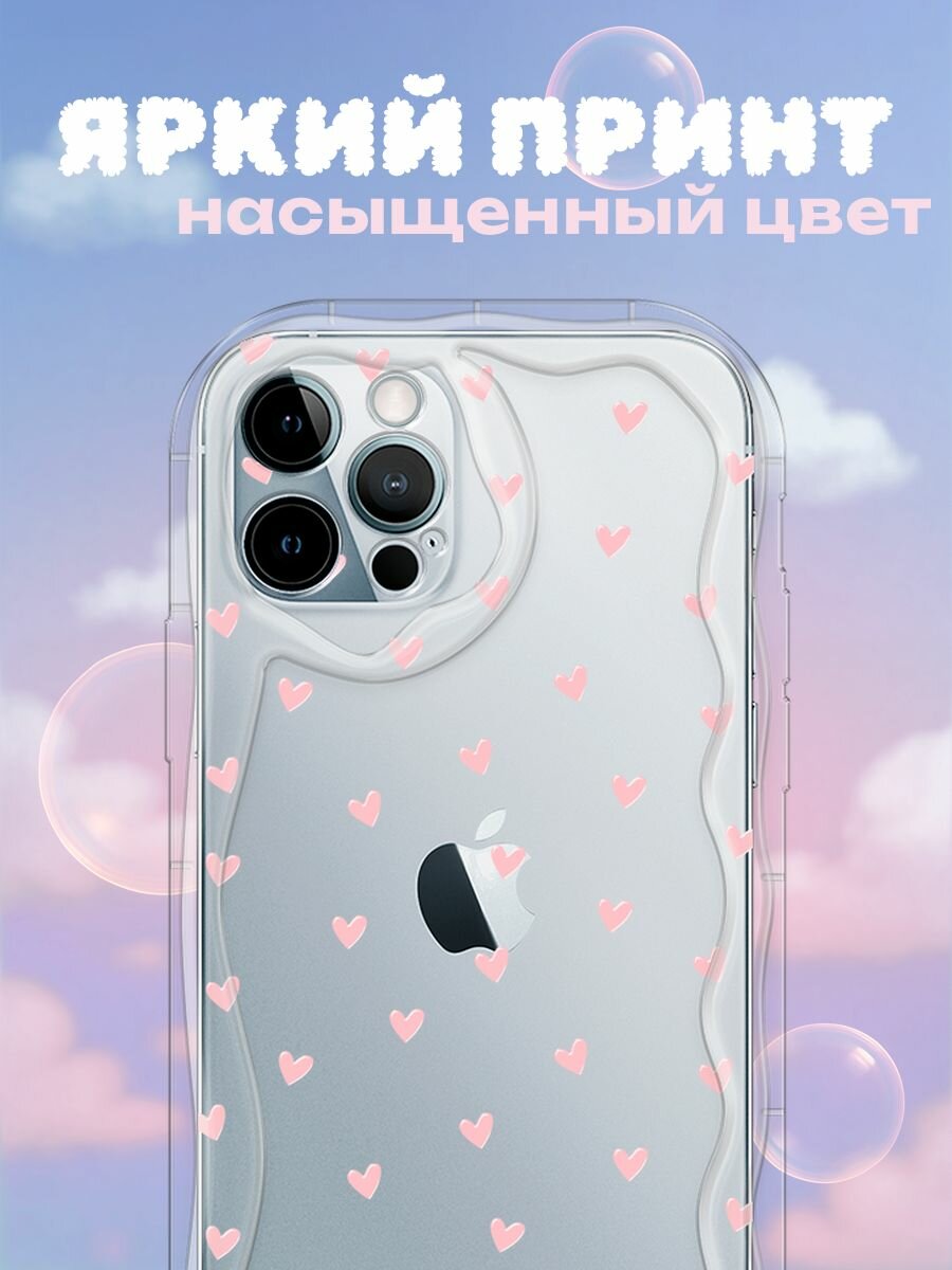 Чехол на Apple iPhone 12/12 Pro / Айфон 12/12 Pro с принтом Маленькие нежные сердечки — фото 1