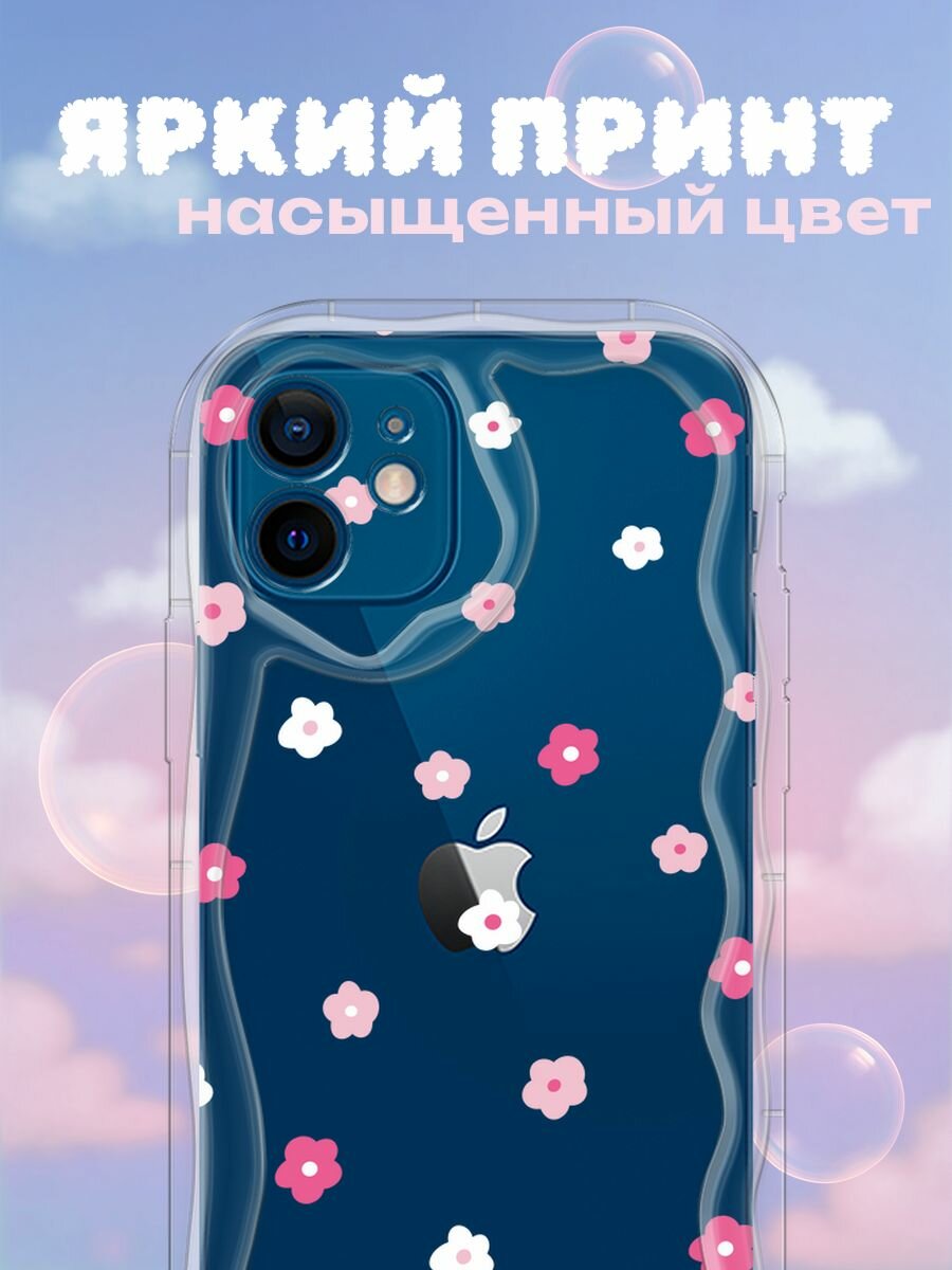 Чехол на Apple iPhone 12/12 Pro / Айфон 12 с принтом "Весенние цветочки рисунок" — фото 1