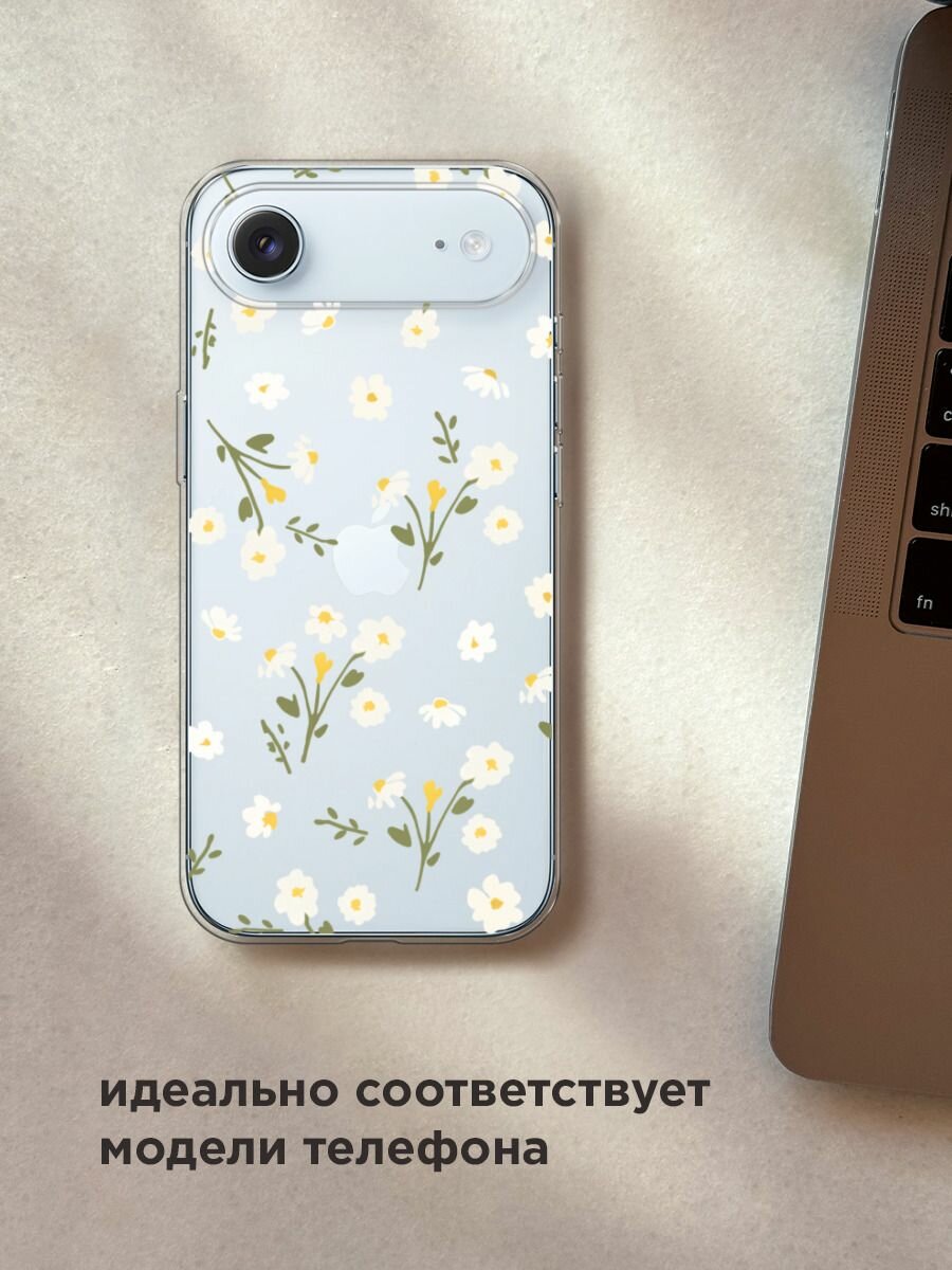 Чехол на Apple iPhone Air / Айфон Айр с принтом "Пучки ромашек паттерн", прозрачный — фото 1