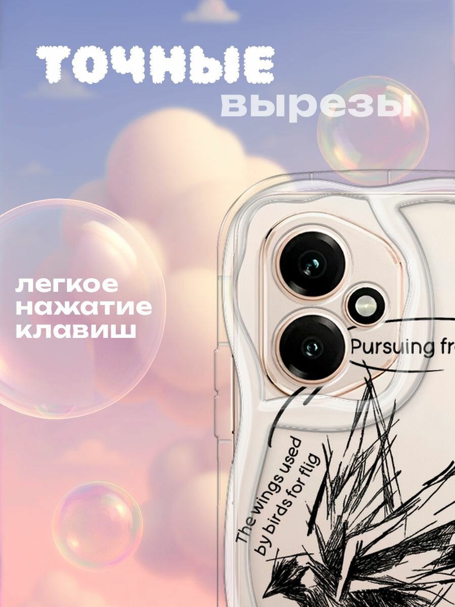 Чехол на Honor 400 / Хонор 400 с принтом "Птица", прозрачный — фото 1