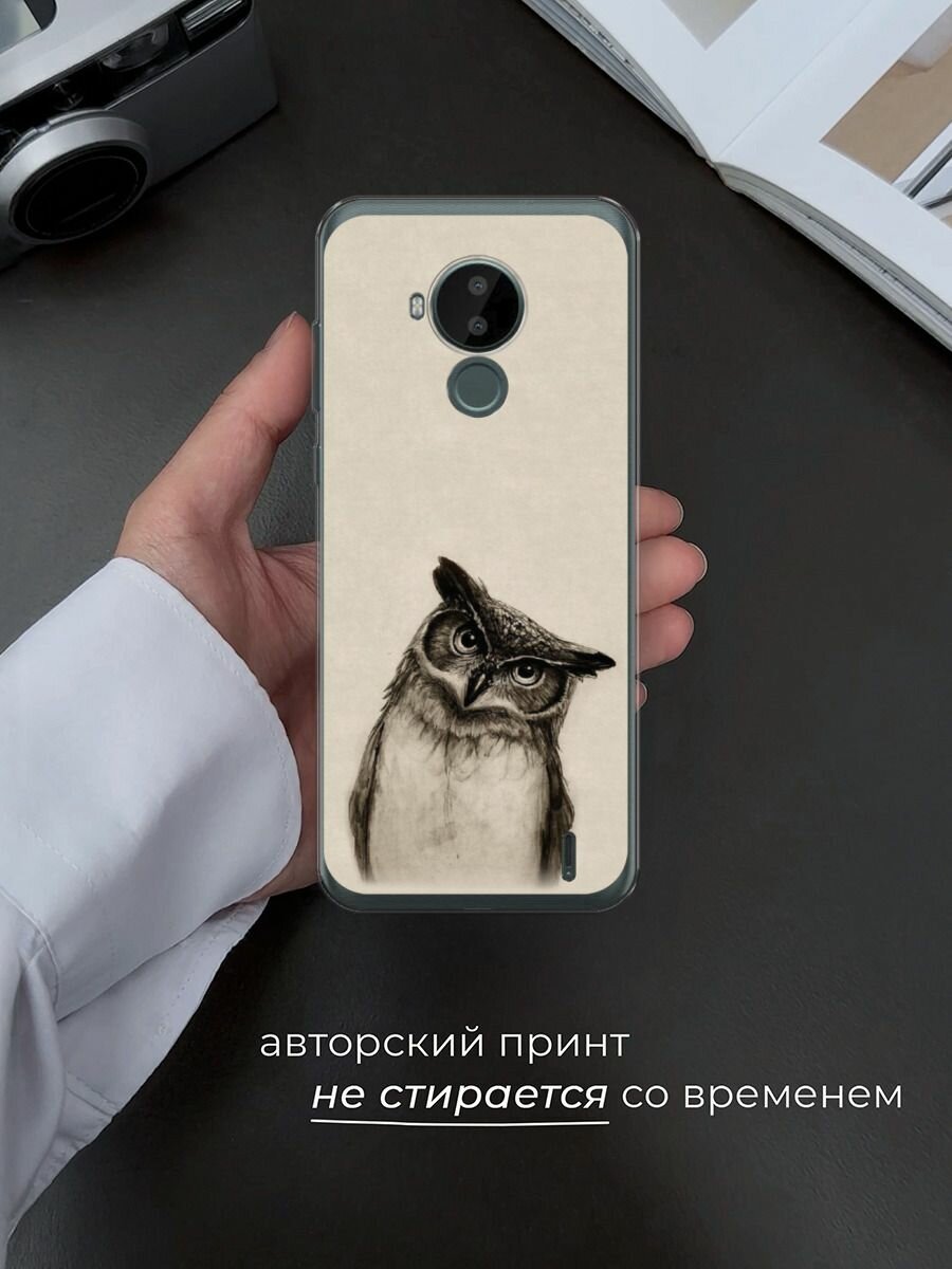 Силиконовый чехол на Nokia C30 / Нокия C30 с принтом "Сова" — фото 1