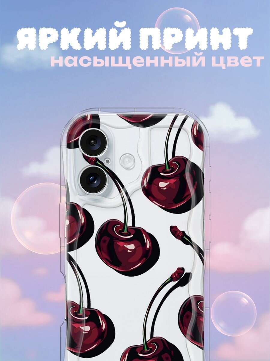 Чехол на Apple iPhone 16 / Айфон 16 с принтом Сочные черешни 1 — фото 1