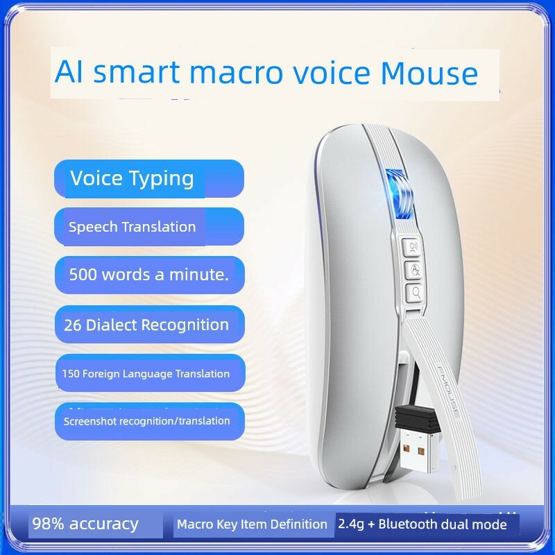 XFlytek AI Bluetooth Smart Voice Mouse Беспроводная бесшумная перезаряжаемая говорящая набора текста Удобный гаджет