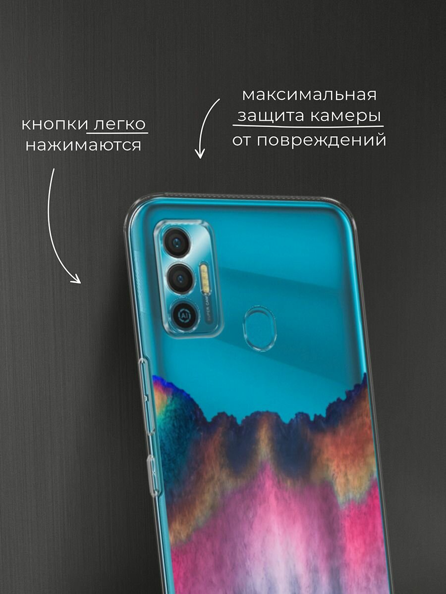 Чехол на Tecno Spark 7 / Техно Спарк 7 с принтом Акварельная абстракция, прозрачный — фото 1