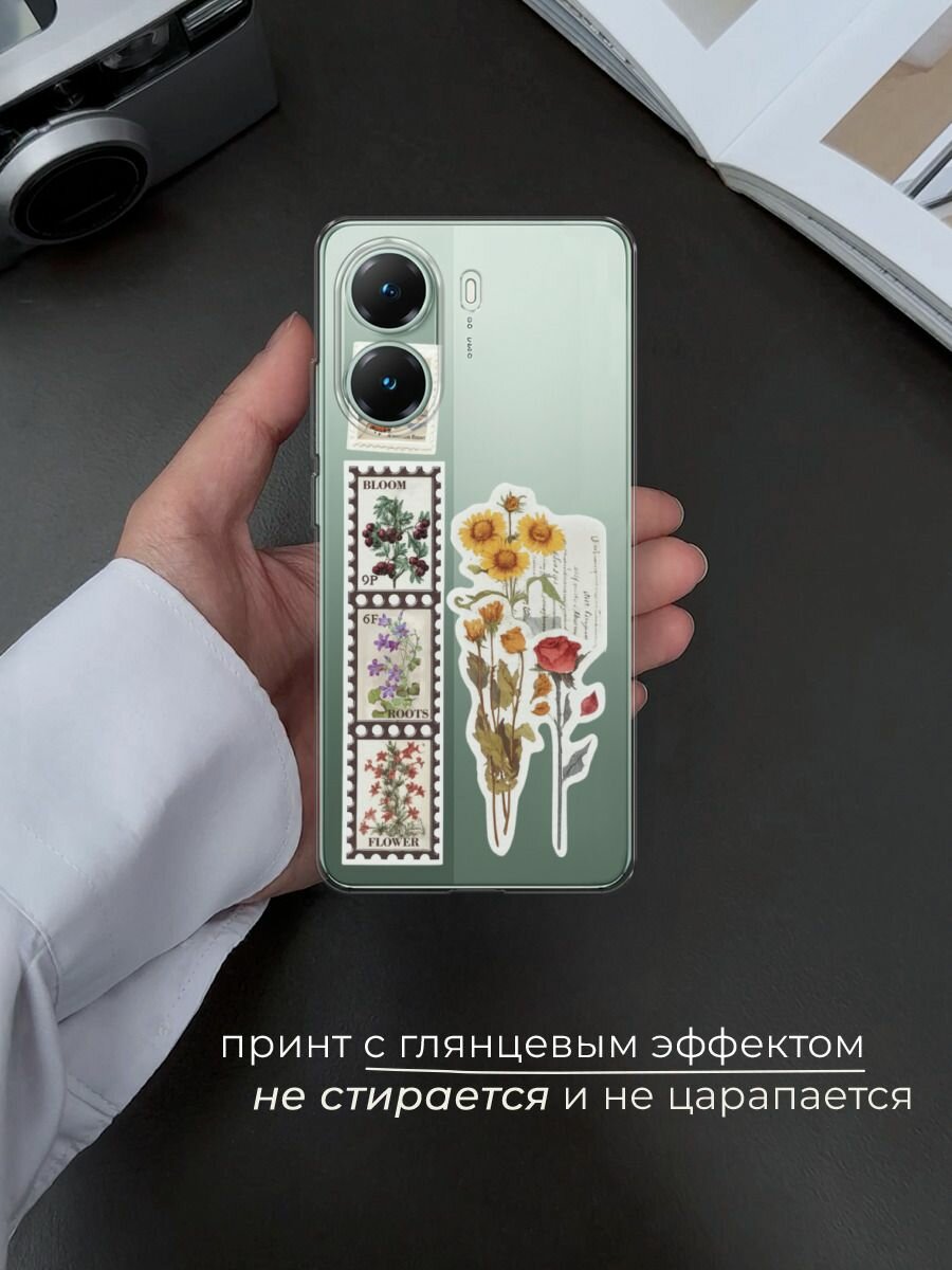 Чехол на Poco X7 Pro / Поко X7 Про с принтом Марки с цветами — фото 1