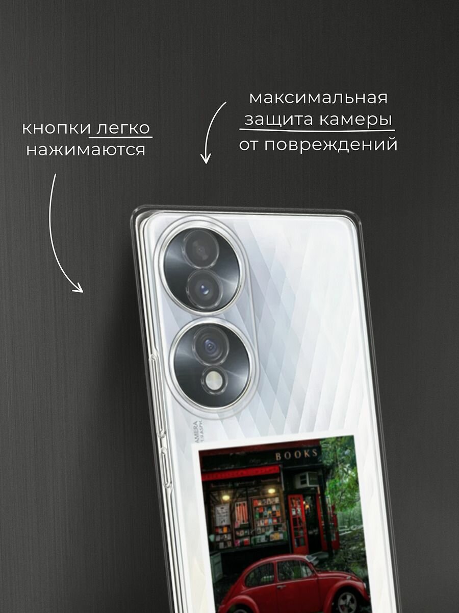 Чехол на Honor 70 / Хонор 70 с принтом Осенний палароид красный — фото 1