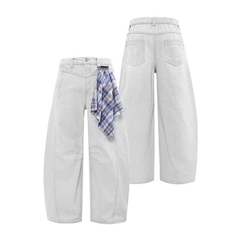 JYL Джинсы Женские Карго Винтажные Большие Карманы Стильные Деним, Размер_XL