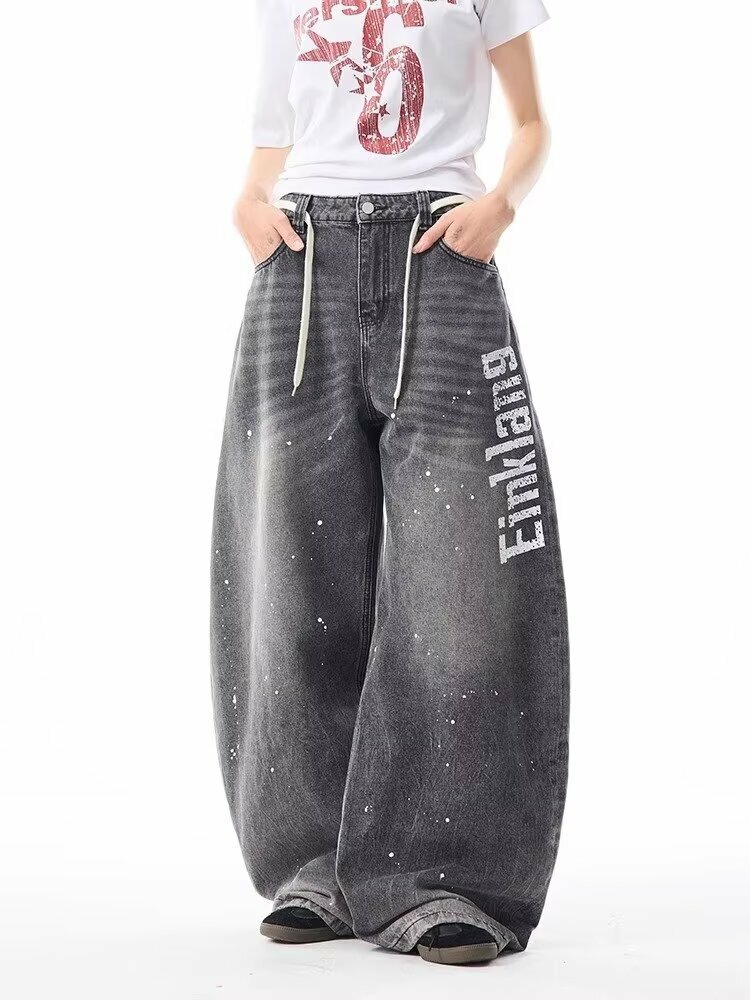 JYL Джинсы Женские Карго Винтажные Большие Карманы Стильные Деним, Размер_XXXL