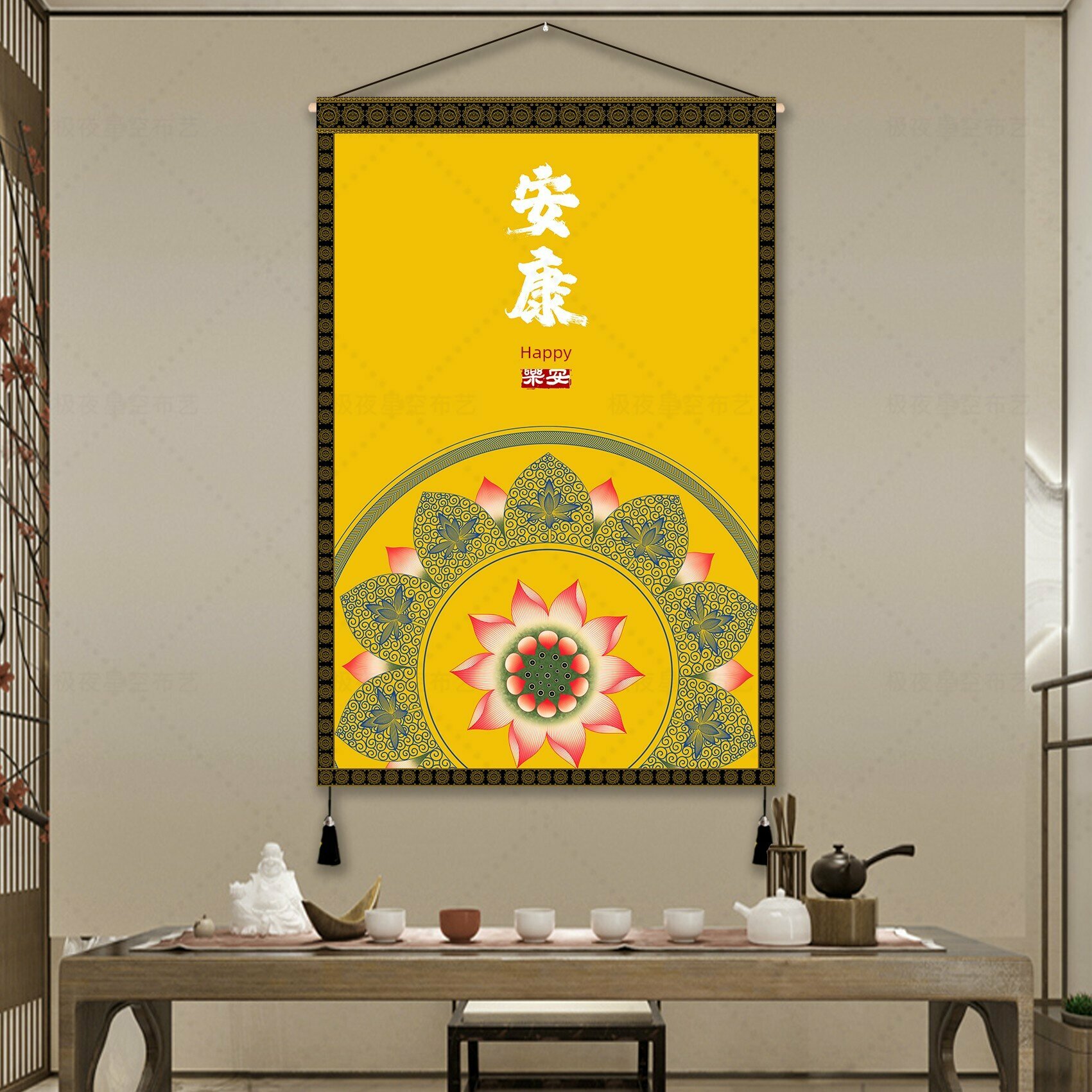 Китайский тканевый гобелен с узором для декора стены в прихожей или гостиной, подвесное украшение для буддийского