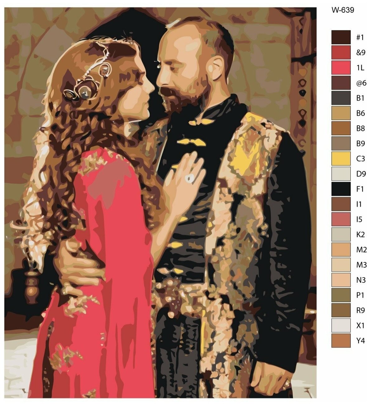 Картина по номерам W-639 "Сериал - великолепный век. Мерьем Узерли - xюррем Султан и xалит Эргенч - Султан Сулейман" 80x100