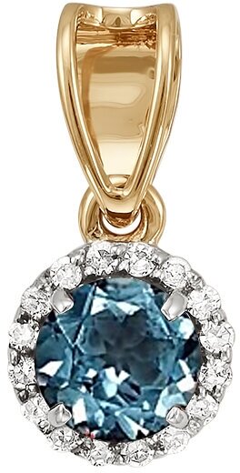 Подвеска, белое золото, 585 проба, бриллиант, топаз