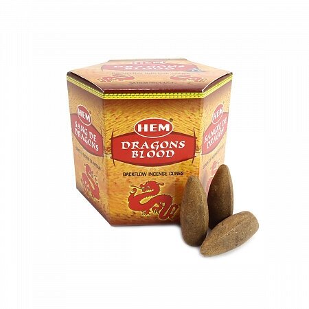 DRAGONS BLOOD Backflow Incense Cones, Hem (кровь дракона благовония пуля стелющийся дым, Хем), уп. 40 конусов.