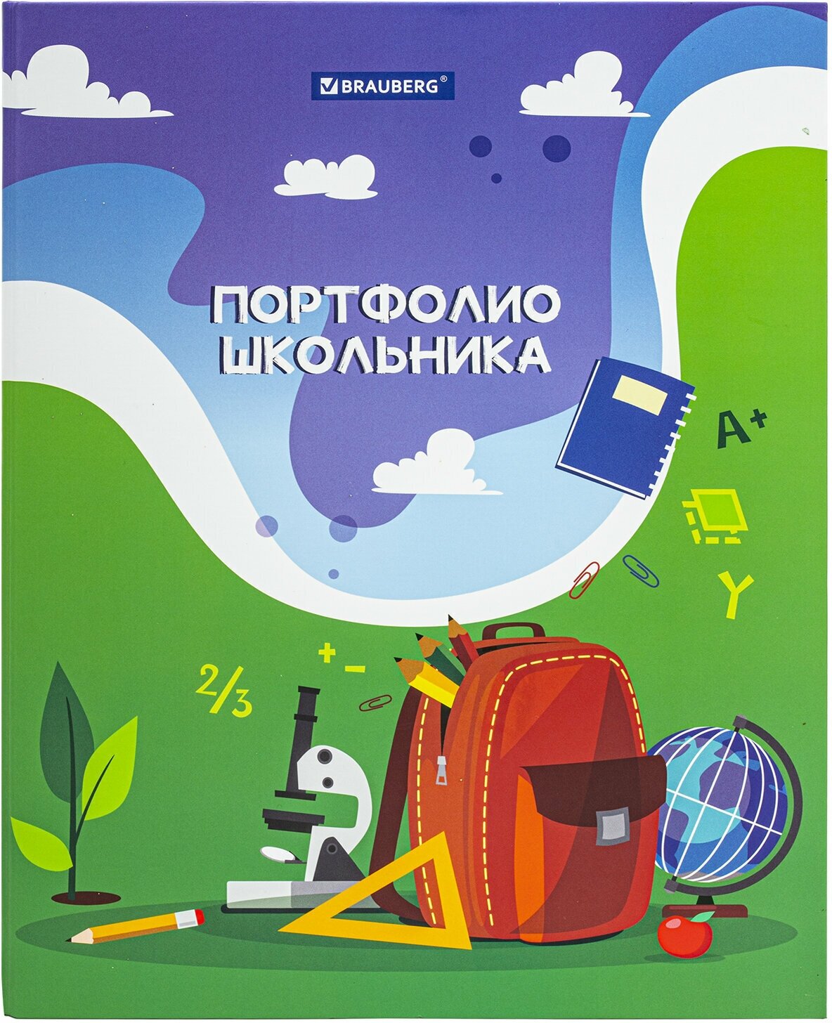 Упаковка 4 шт. Папка-портфолио школьника/дошкольника "школьная история", 4 кольца, обложка твёрдая матовая, BRAUBERG, 115241