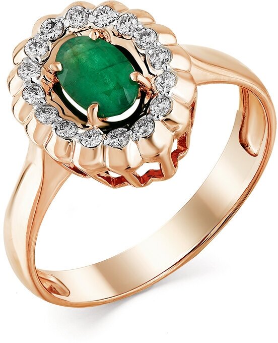 Кольцо Master Brilliant, красное золото, 585 проба, изумруд, бриллиант