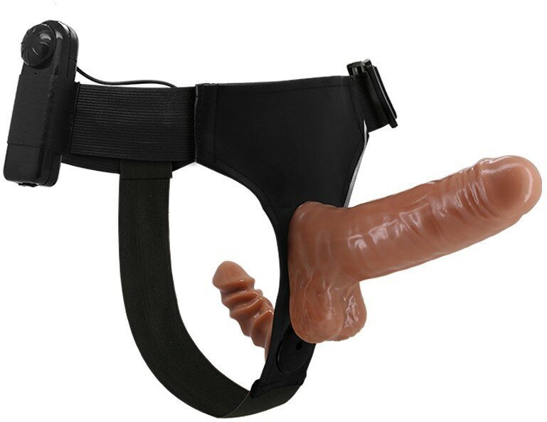 Страпон с вагинальной пробкой и вибрацией Ultra Passionate Harness 16 см Baile