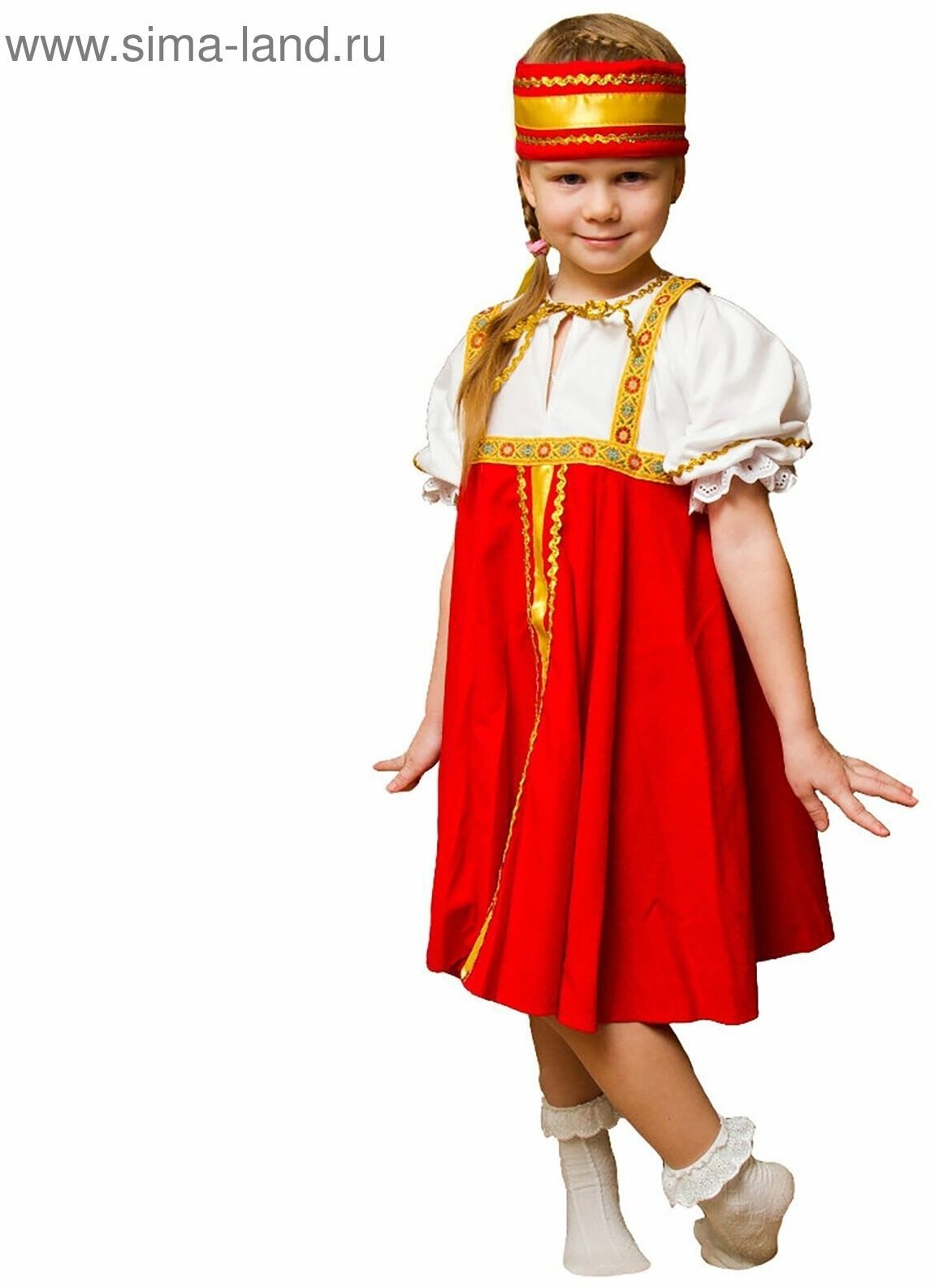 Карнавальный русский народный костюм «Хоровод», платье, повязка на голову, 3-5 лет, рост 104-116 см