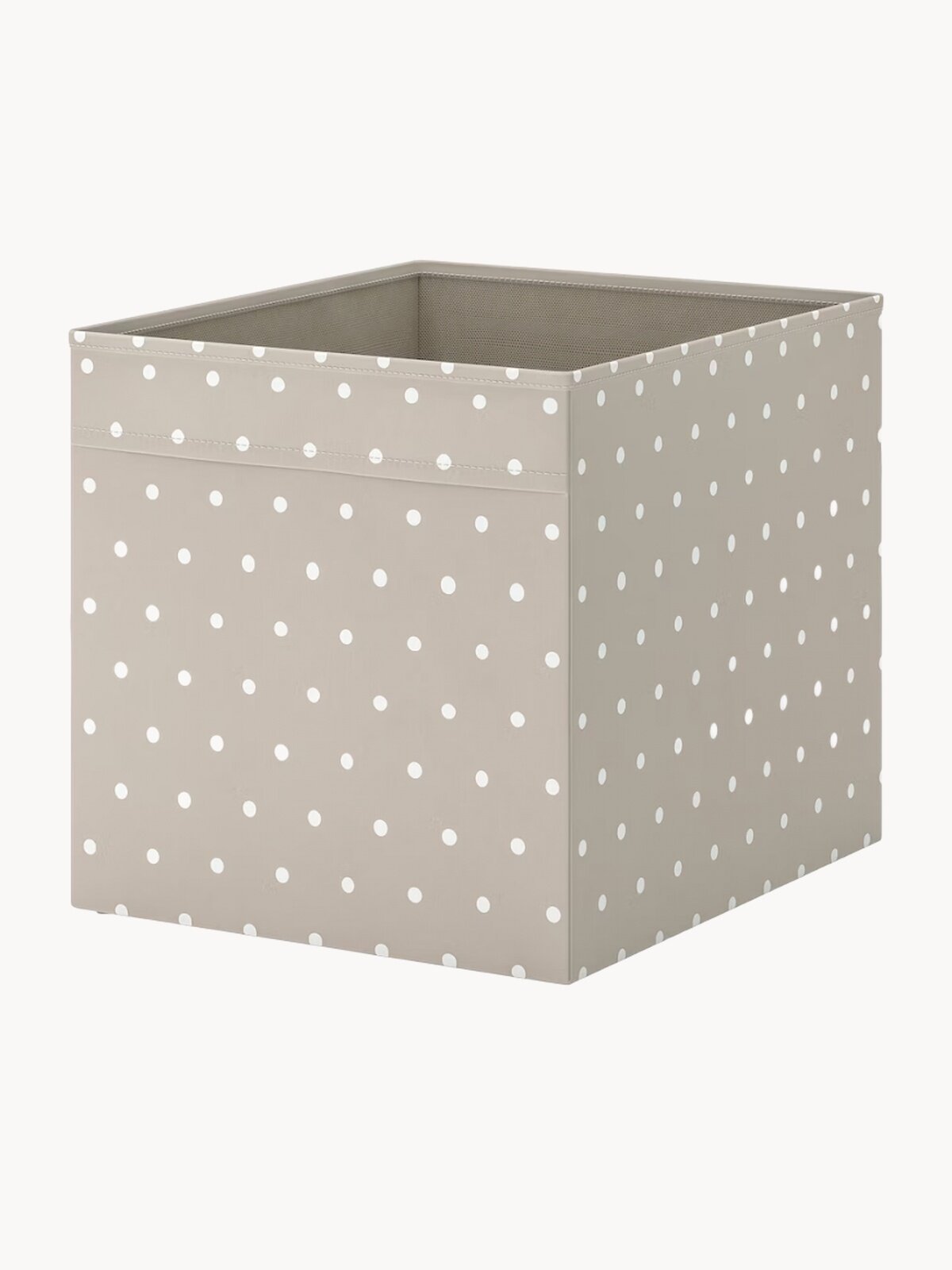 Коробка для хранения икеа "Дрена", 33x38 см, бежевая в белый горох, полиэстер