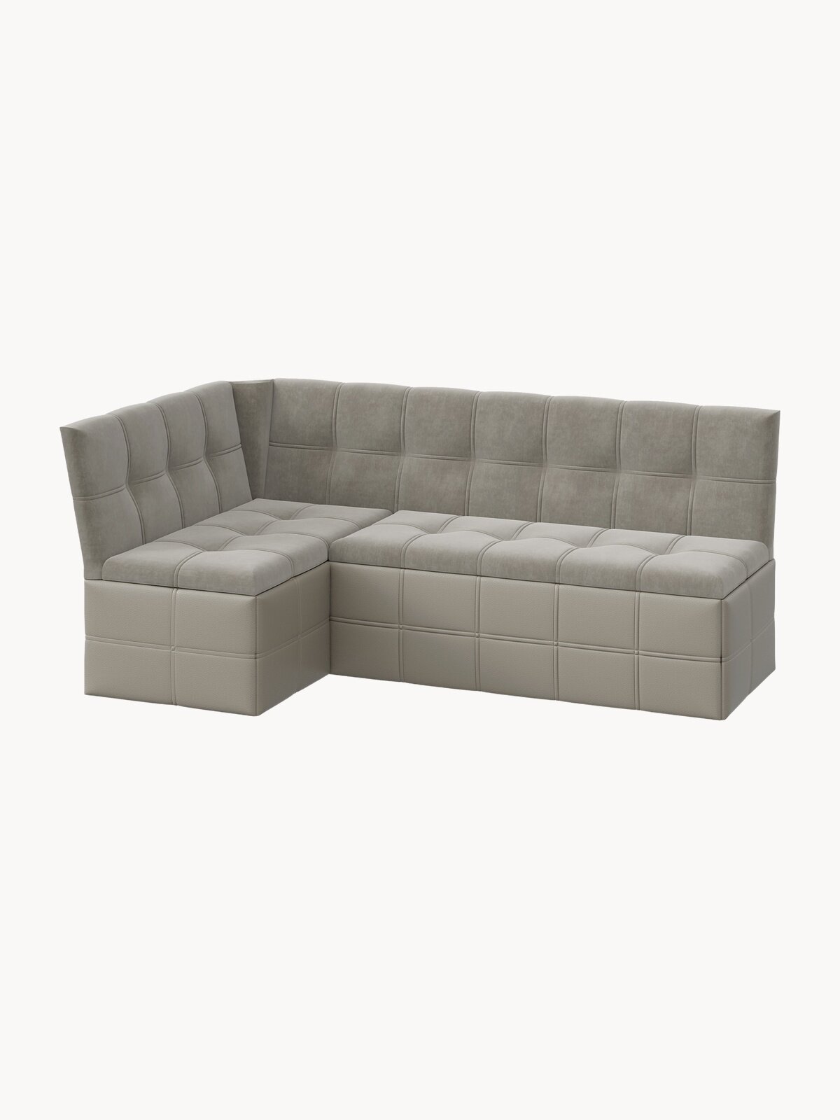 Скамья угловая Трия Домино со спальным местом исп. 2 Кожзам светло-коричневый/Велюр мокко светлый