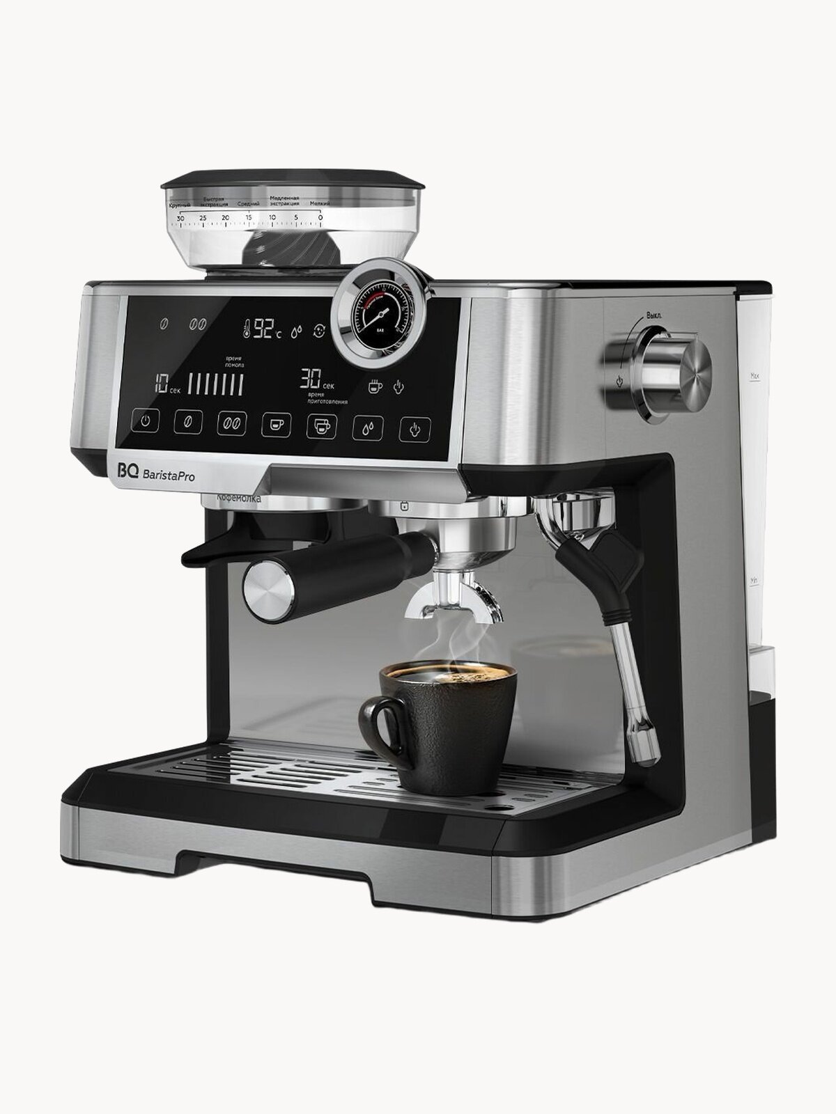 Кофейная станция BQ CM5002 Черно-серебристая / Мощность 2400 Вт / Объем 2.8 л / 19 бар