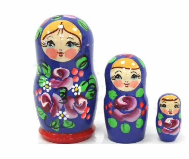 Синяя "Матрешка 3-х кукольная" сувенир