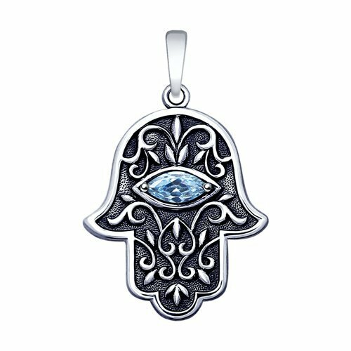 Подвеска, серебро, 925 проба, чернение, фианит