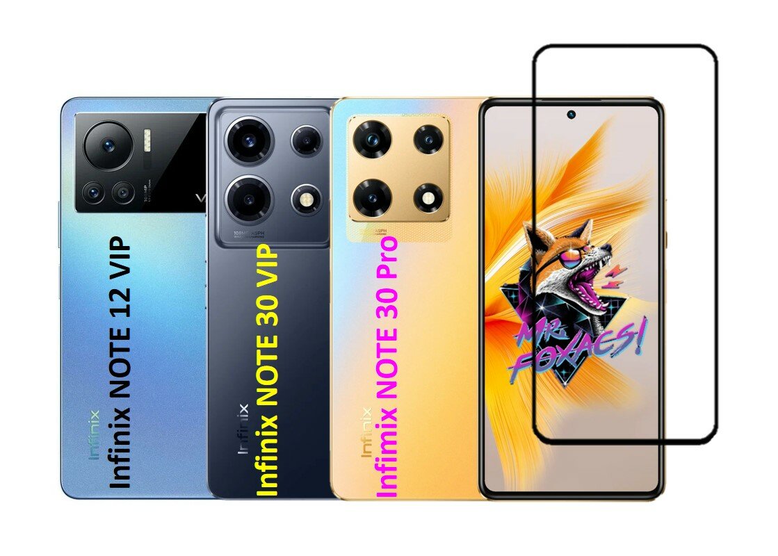 Защитное стекло на INFINIX NOTE 30 Pro / NOTE 12 VIP / NOTE 30 VIP ( Инфиникс Нотэ 30 Про / Нотэ 12 ВИП ) Полноэкранное стекло с рамкой Full Glue