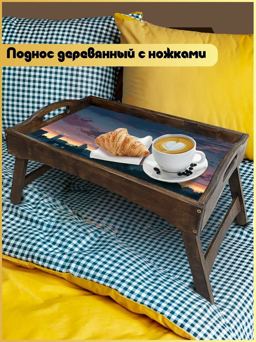 Деревянный поднос на ножках с рисунком аниме - 434