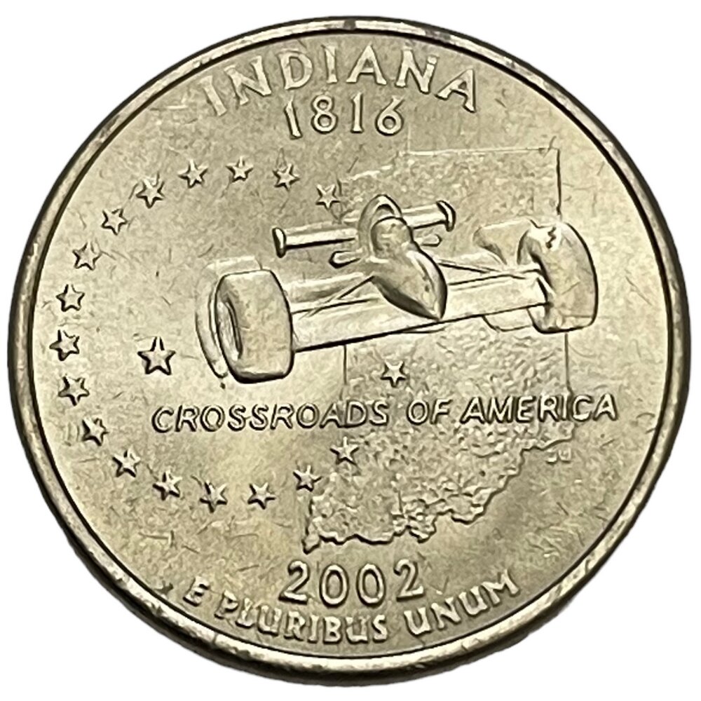 США 25 центов (1/4 доллара) 2002 г. (Квотеры 50 штатов - Индиана) (P) (CN)