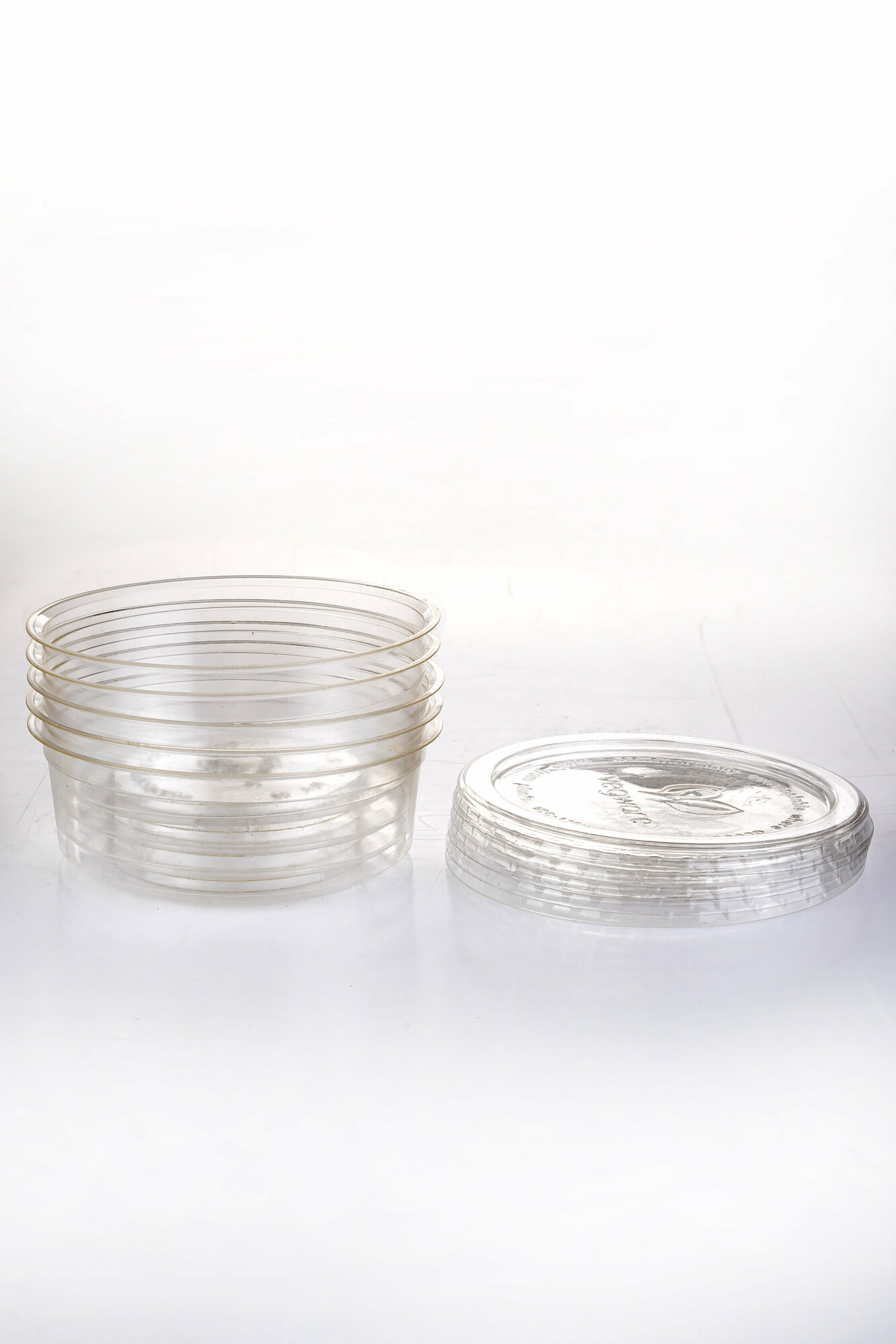 Контейнер круглый прозрачный 240мл с крышкой из кукурузного крахмала, 5шт