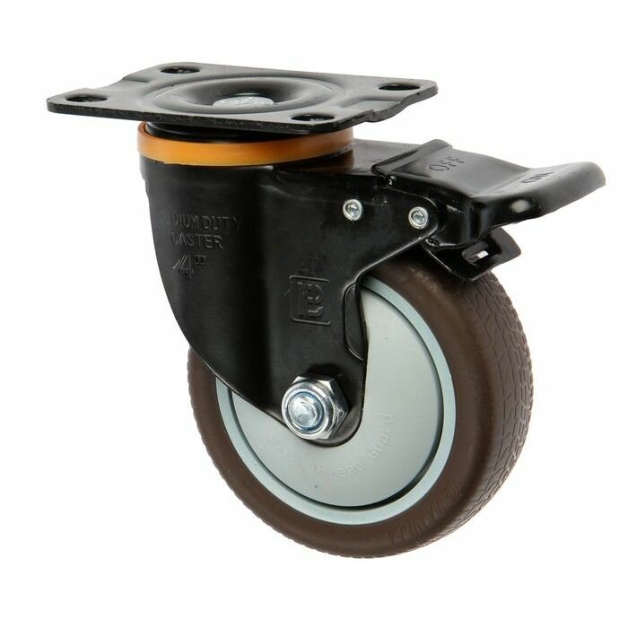 Колесо мебельное CAPPIO d 100, на площадке, со стопором, поворотное, покрытие TPR