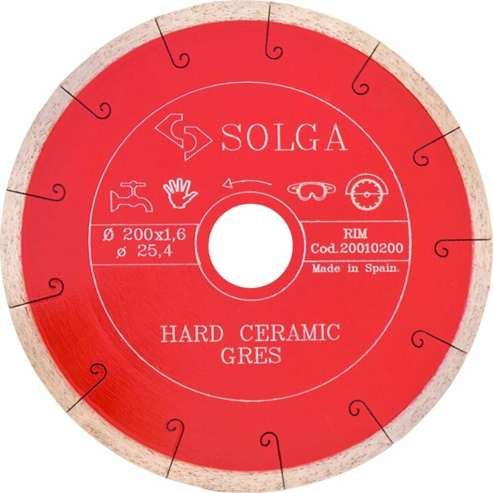 Диск алмазный сплошной (200х25,4 мм) HARD CERAMICS Solga Diamant 20010200