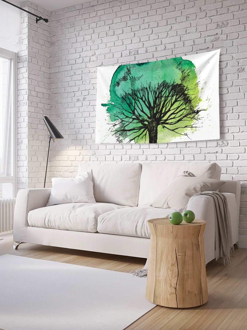Горизонтальное фотопанно на стену JoyArty "Большое дерево акварель", 100x150 см