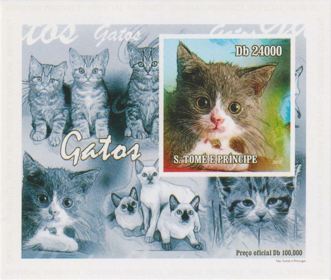 Почтовые марки Сан-Томе и Принсипи 2010г. "Котята" Кошки MNH