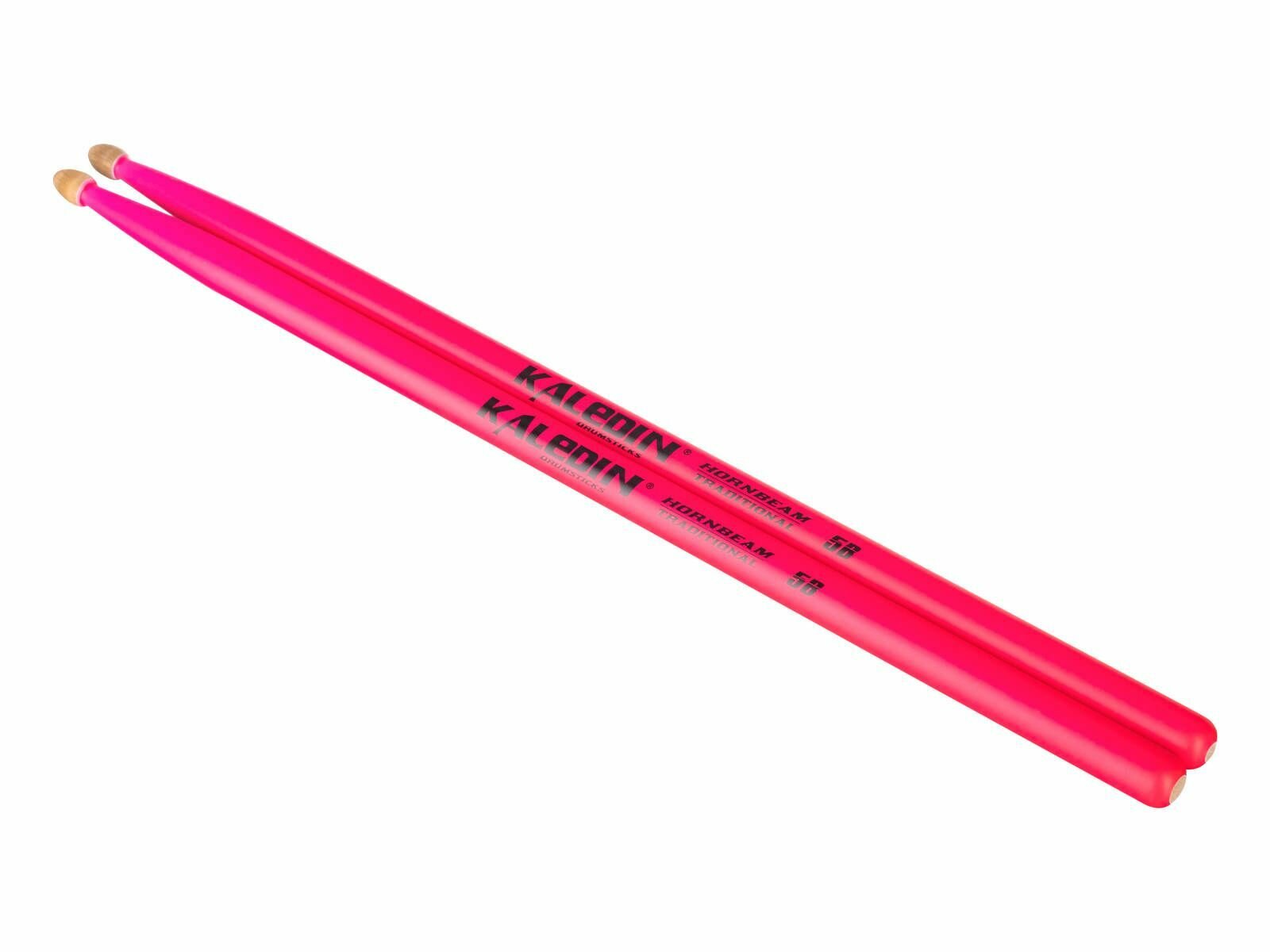Kaledin Drumsticks 5B - барабанные палочки, граб, ярко-розовые, светятся под ультрафиолетом, диаметр 14мм, длина 406мм