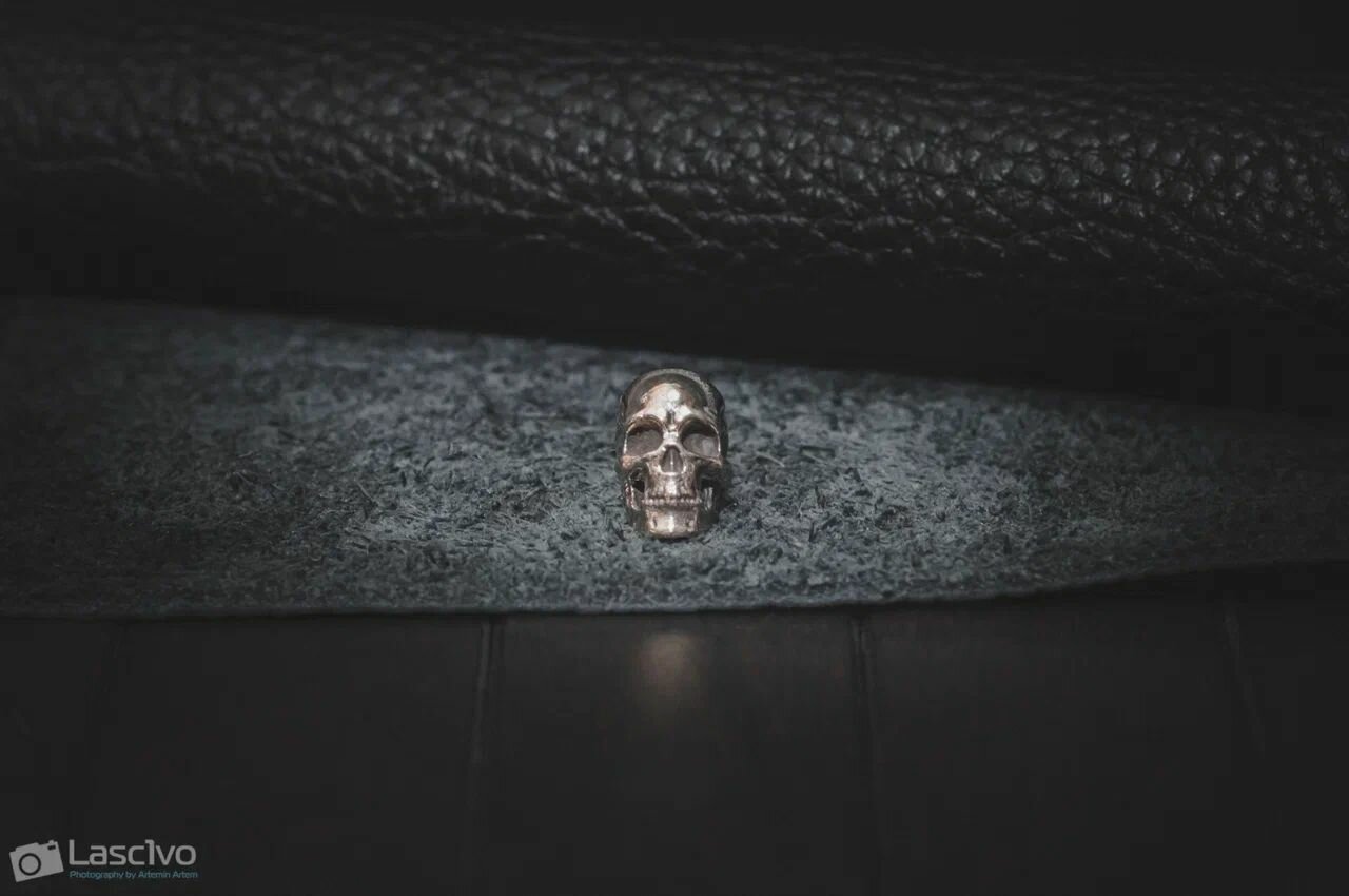 Бусина "Череп мини" из нейзильбера, 2 шт