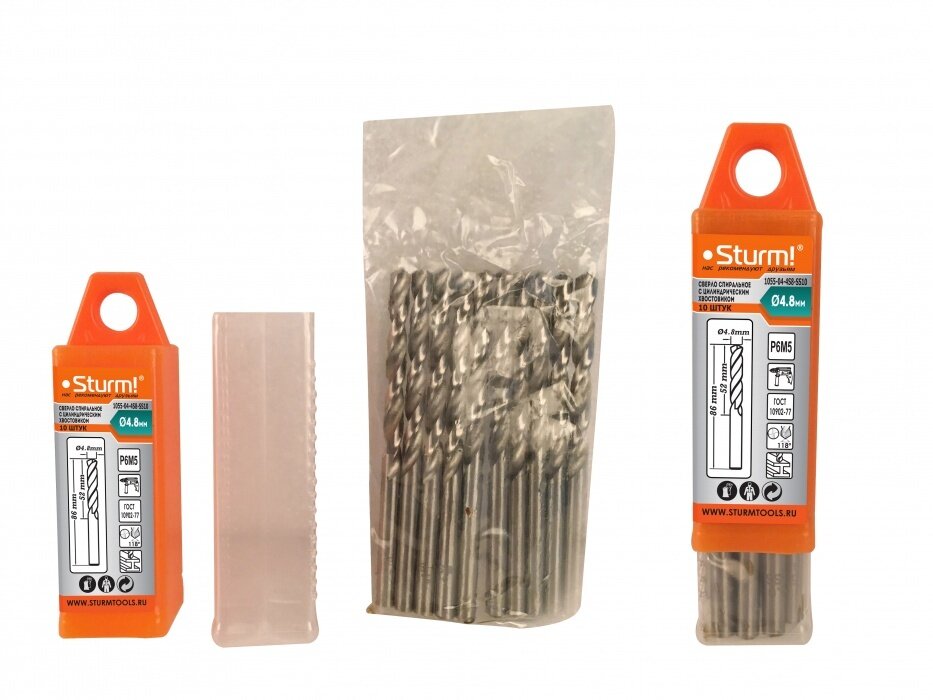 Cверло по металлу, 4,8х86мм, упаковка 10 шт Sturm! 1055-04-4S8-SS10