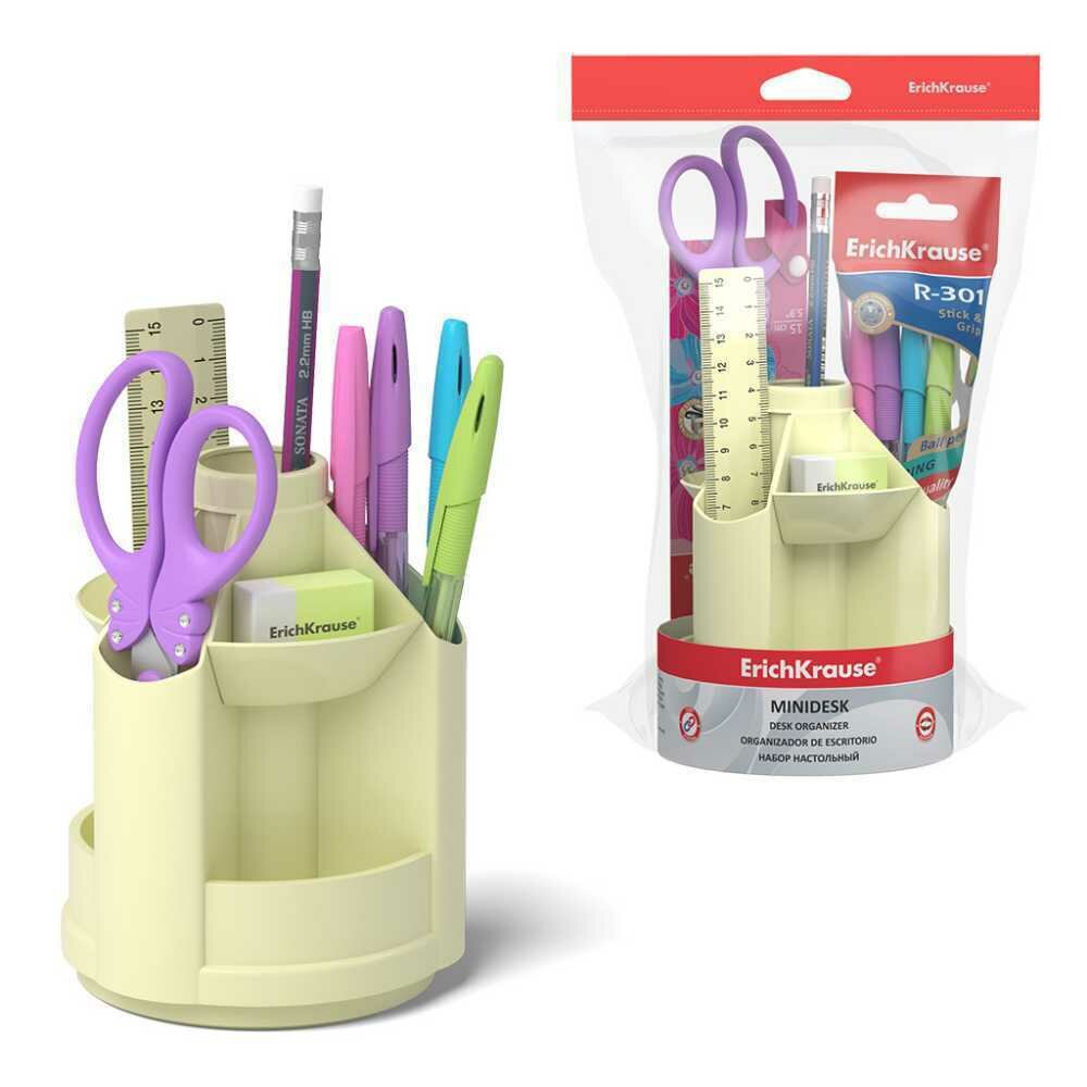 Набор настольный на вращающейся подставке ErichKrause? Mini Desk, Pastel, желтый