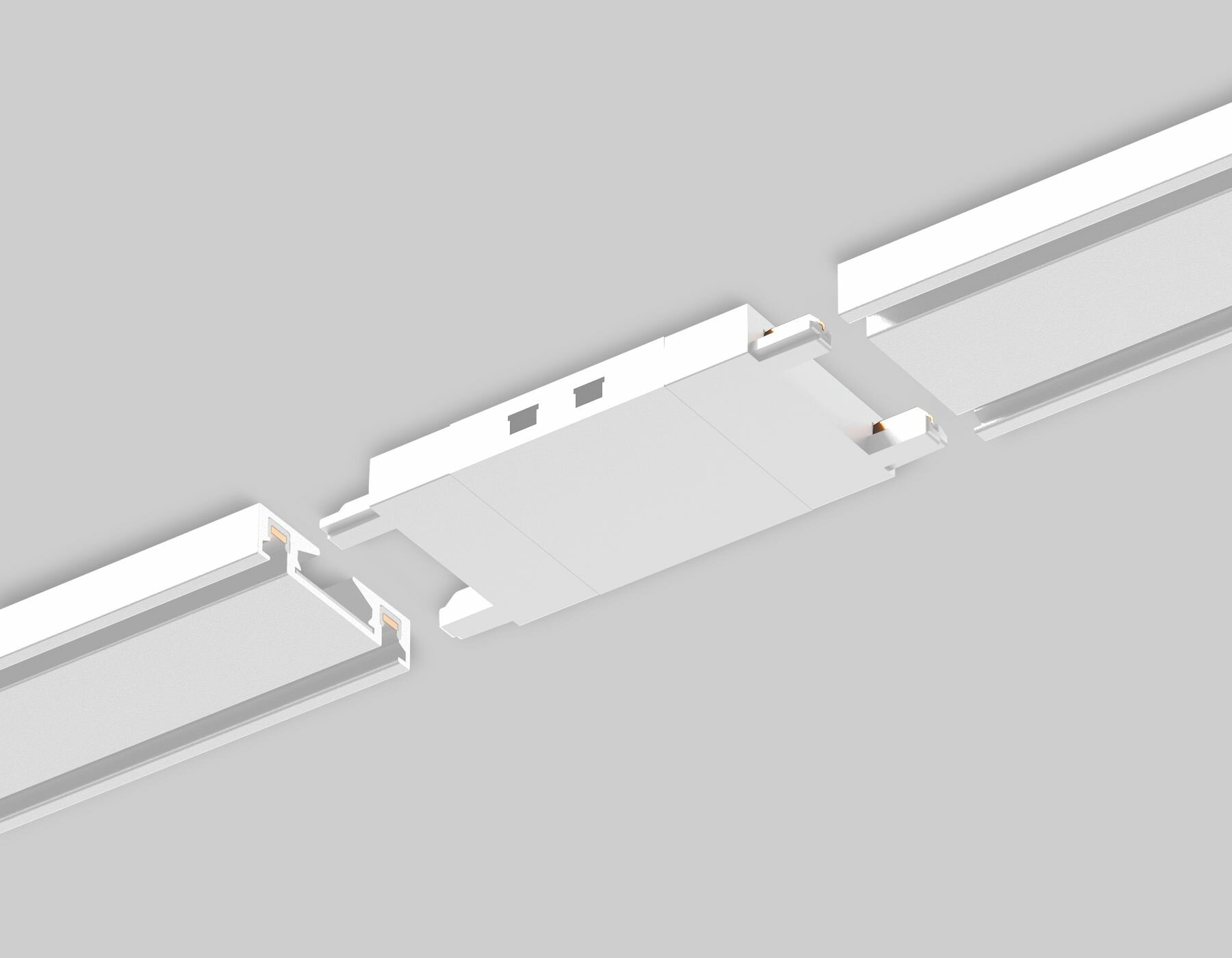 Коннектор прямой для накладного магнитного шинопровода Ultra Slim, IP20 48V 46*26*26, белый