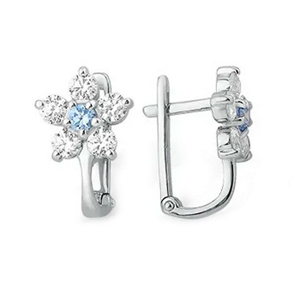 Серьги, серебро, 925 проба, родирование, фианит