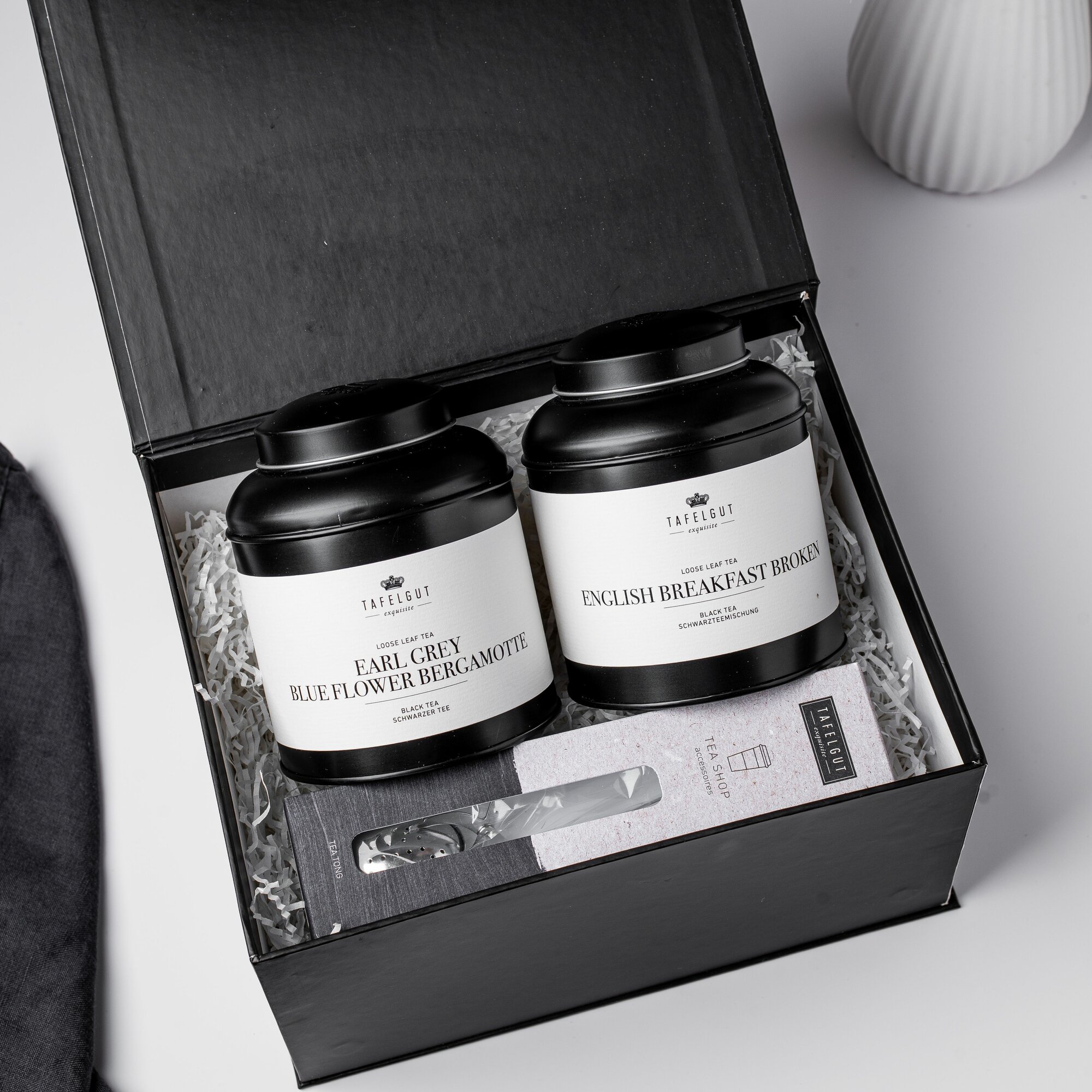 Подарочный набор чая Earl Grey blue flower bergamotte , English Breakfast broken и ситечко