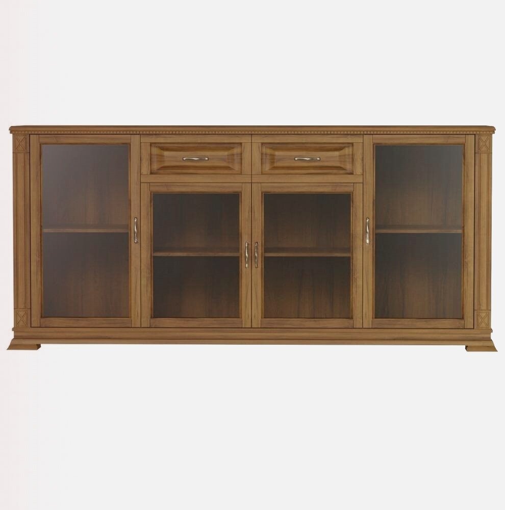 Комод - витрина из сосны ммк-древ Верди 107 (стекло), 200x45x90 клас. орех 2