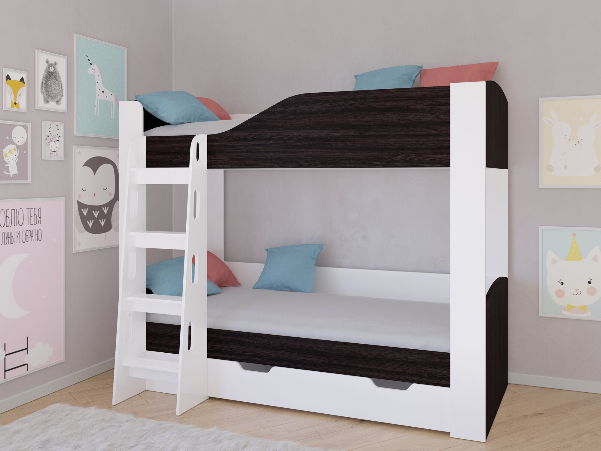 Кровать двухъярусная Астра 2 с ящиком РВ-Мебель